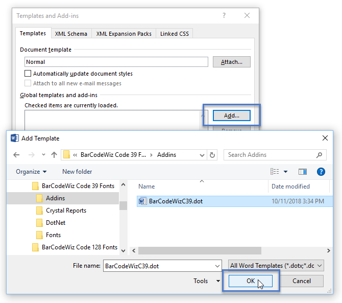 Install Code 39 Fonts Toolbar In Word BarCodeWiz